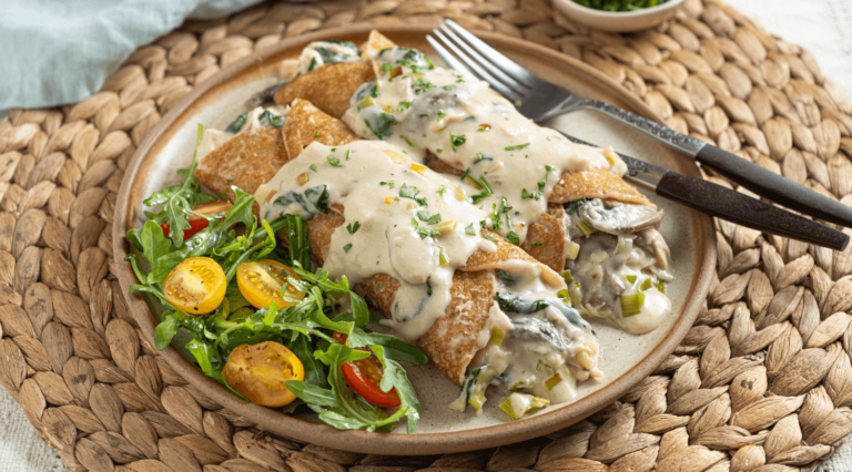 Savoury Turkey, Mushroom and Greens Crêpes Recipe | Farm Boy